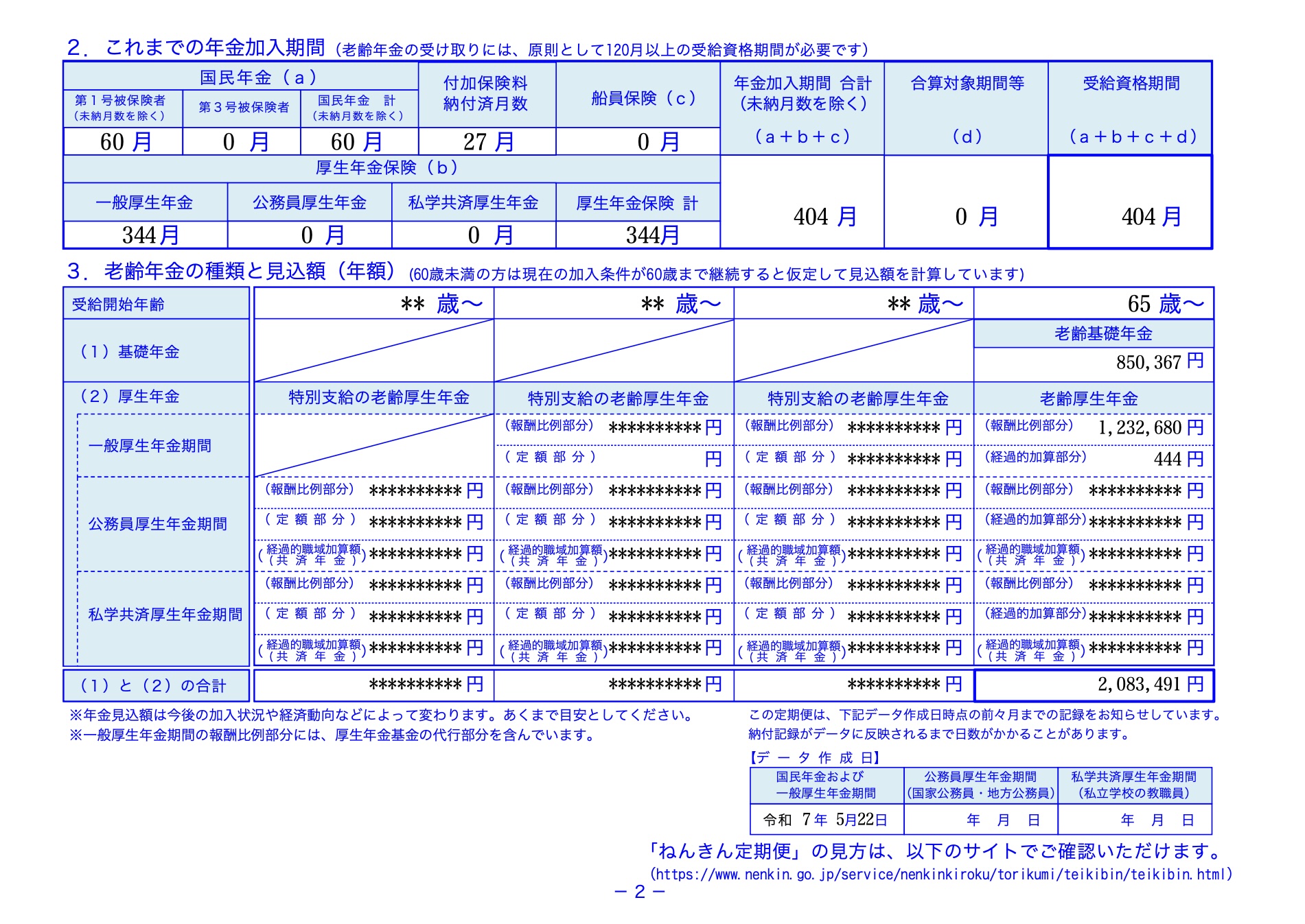 新はこむす[別館]HAKO-ANNEX | 「ねんきん定期便」が更新された